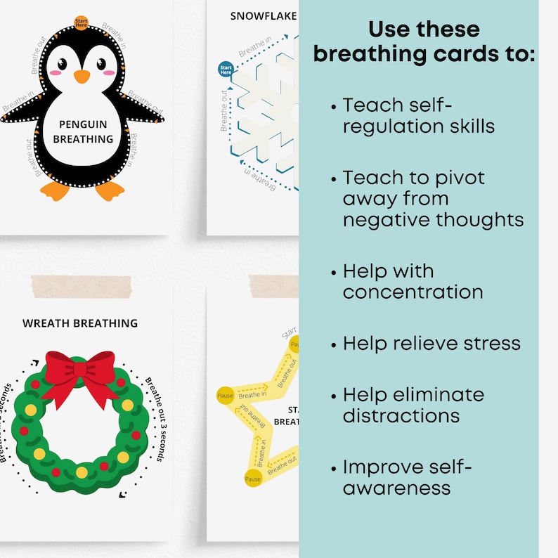 Breathing Cards for Kids, Calming Strategy, Mindfulness Cards, Calm ...