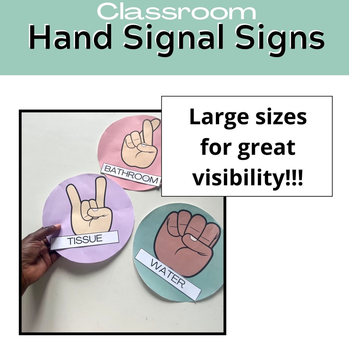 Boho Classroom Hand Signal Posters: Editable Communication Signs ...