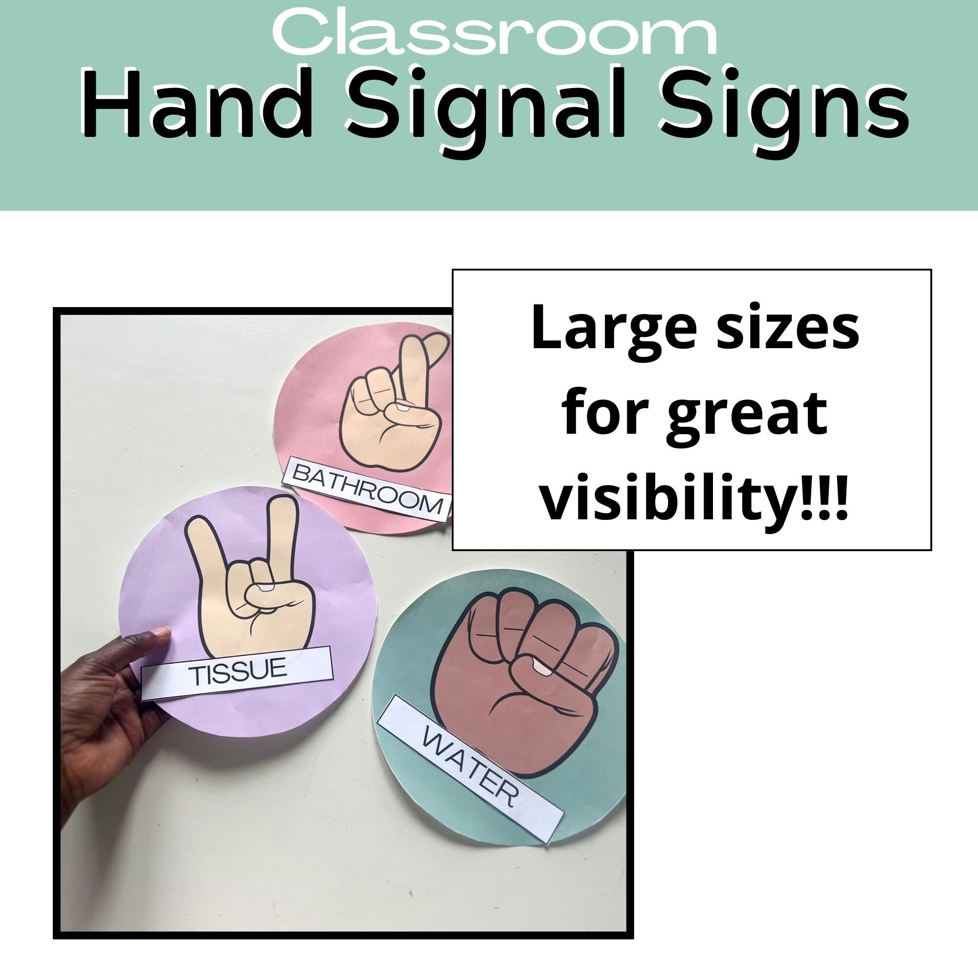 Boho Classroom Hand Signal Posters: Editable Communication Signs ...