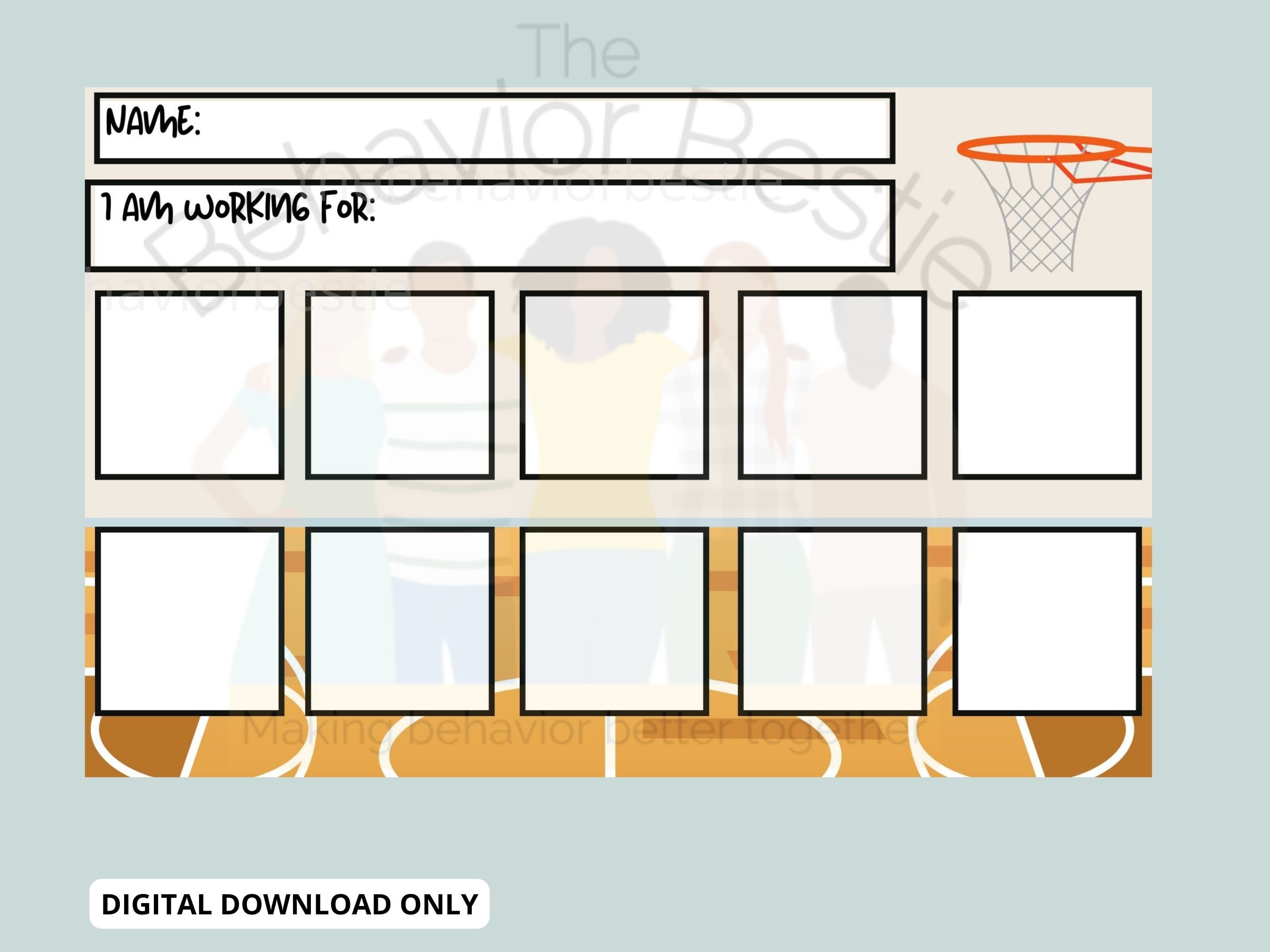 Basketball Token Board: Printable Reward Chart (digital Download) - Etsy