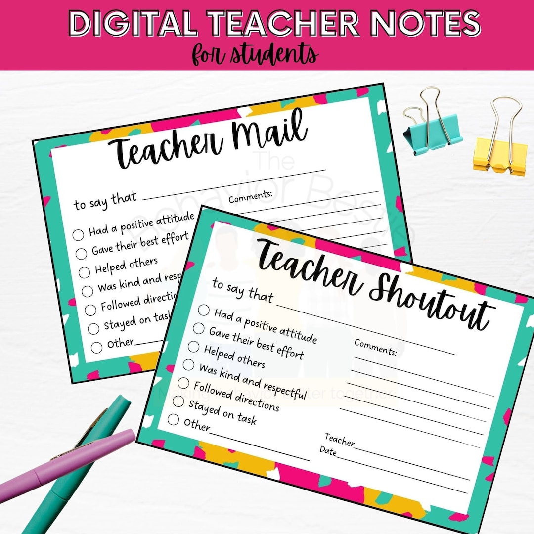 Digital Teacher Note for Students, Teacher Mail, Positive Note Home ...