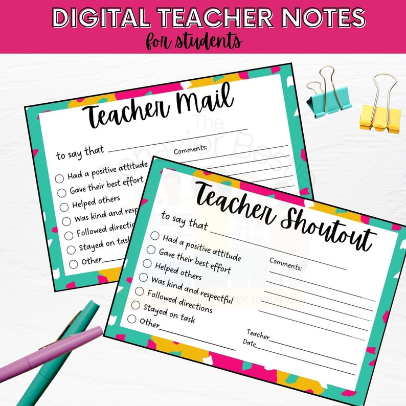 Digital Teacher Note for Students, Teacher Mail, Positive Note Home ...