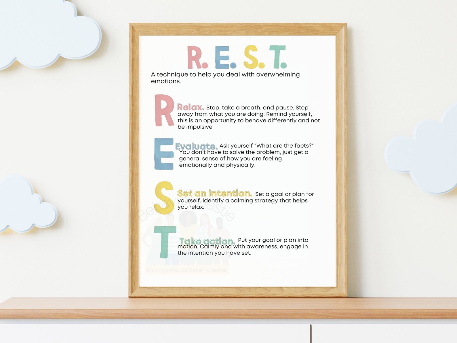 REST Technique Print: Calming DBT Skill, Counselor Decor (digital ...