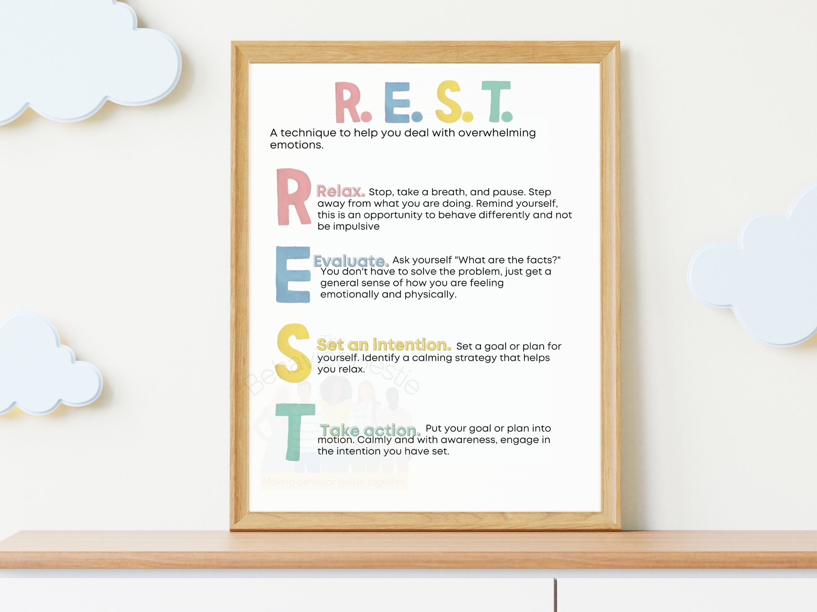 REST Technique Print: Calming DBT Skill, Counselor Decor (digital ...