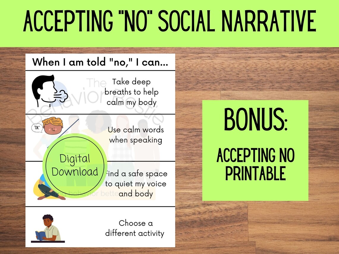 Accepting "no" Social Narrative: Social Skills Story (digital Download ...