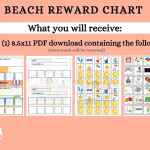 Printable Beach Themed Reward Token Chart | Summer Sticker Chart ...