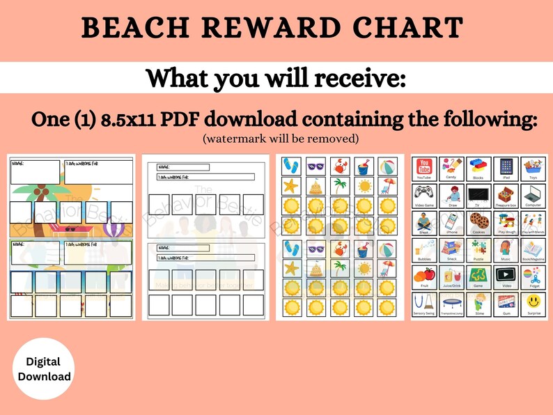 Printable Beach Reward Chart: Summer Chore Tracker (digital Download ...