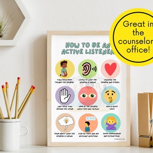 Active Listening Skills Poster: Classroom Bulletin Board (digital ...