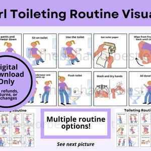 Printable Girl Potty Routine Visual Toileting Routine Bathroom Visual ...