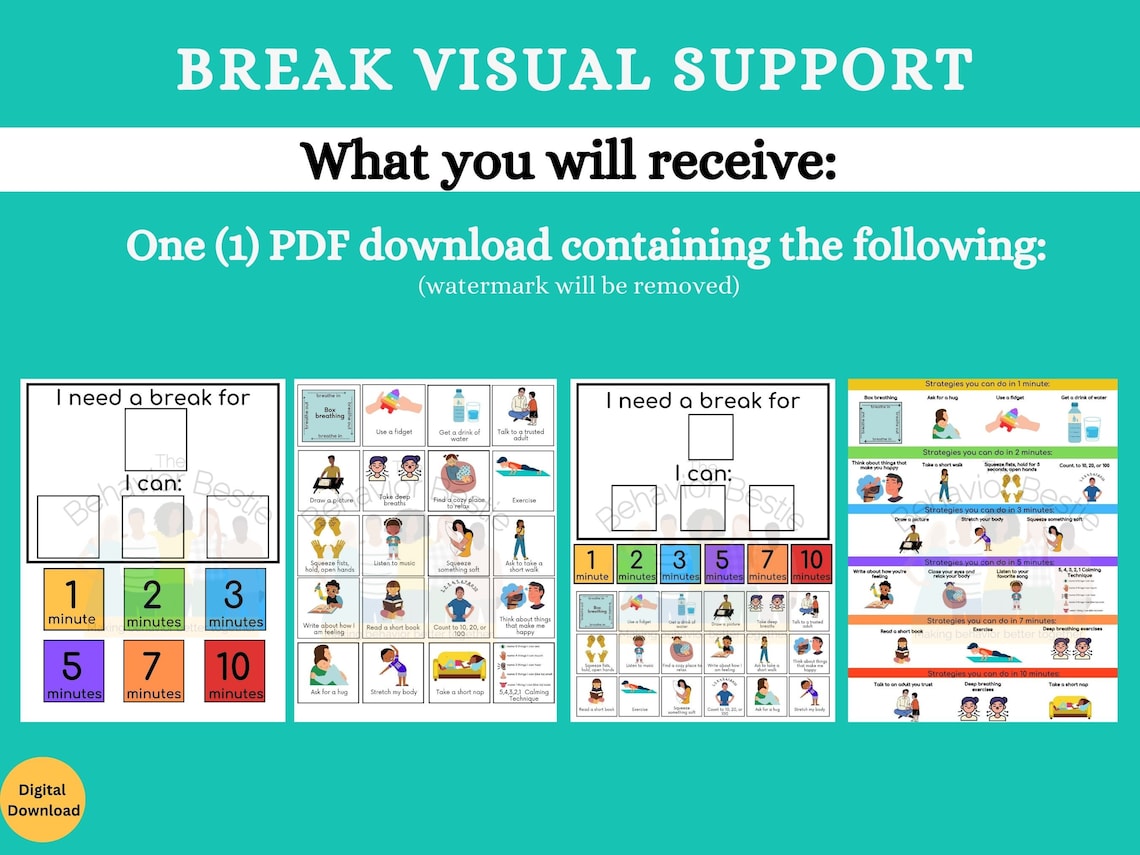 Break Visual Support I Need a Break Visual Break Card Take A Break Card ...