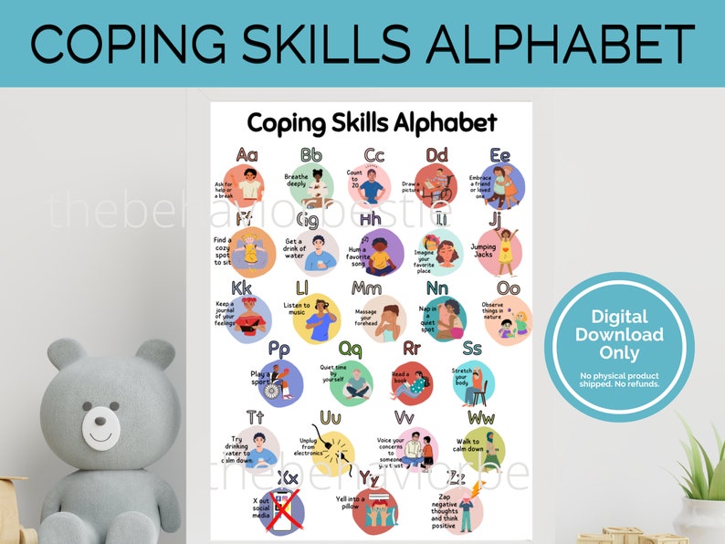 Coping Skills Alphabet Coping Skills Poster Self - Etsy Canada