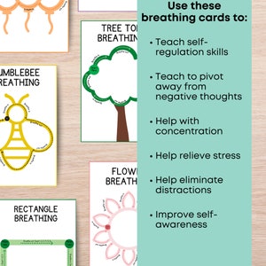 Breathing Cards for Kids, Shapes Breathing Cards for Calm Down Corner ...
