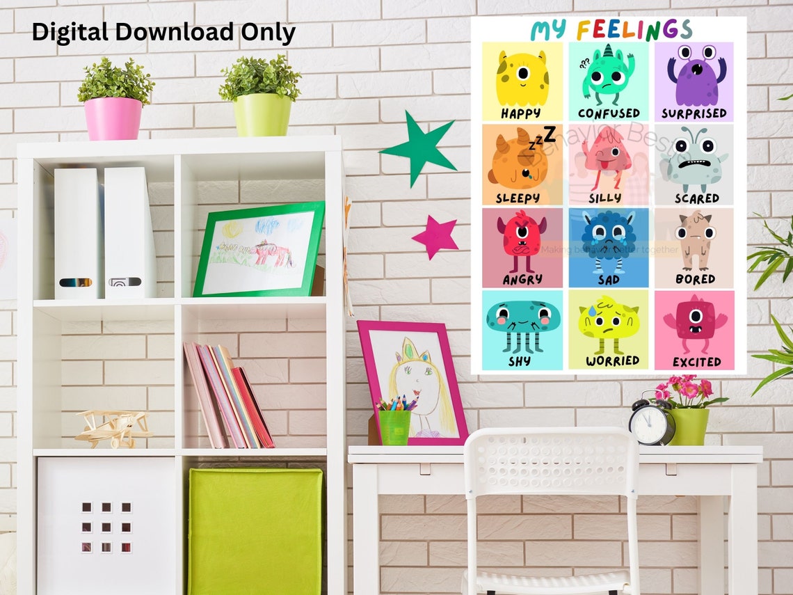 Cute Monster Feelings Chart Printable Emotions Chart Cute Monster ...