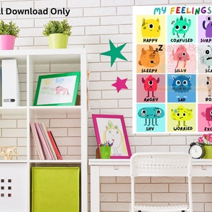 Monster Feelings Chart | Printable Emotions Poster (digital Download ...