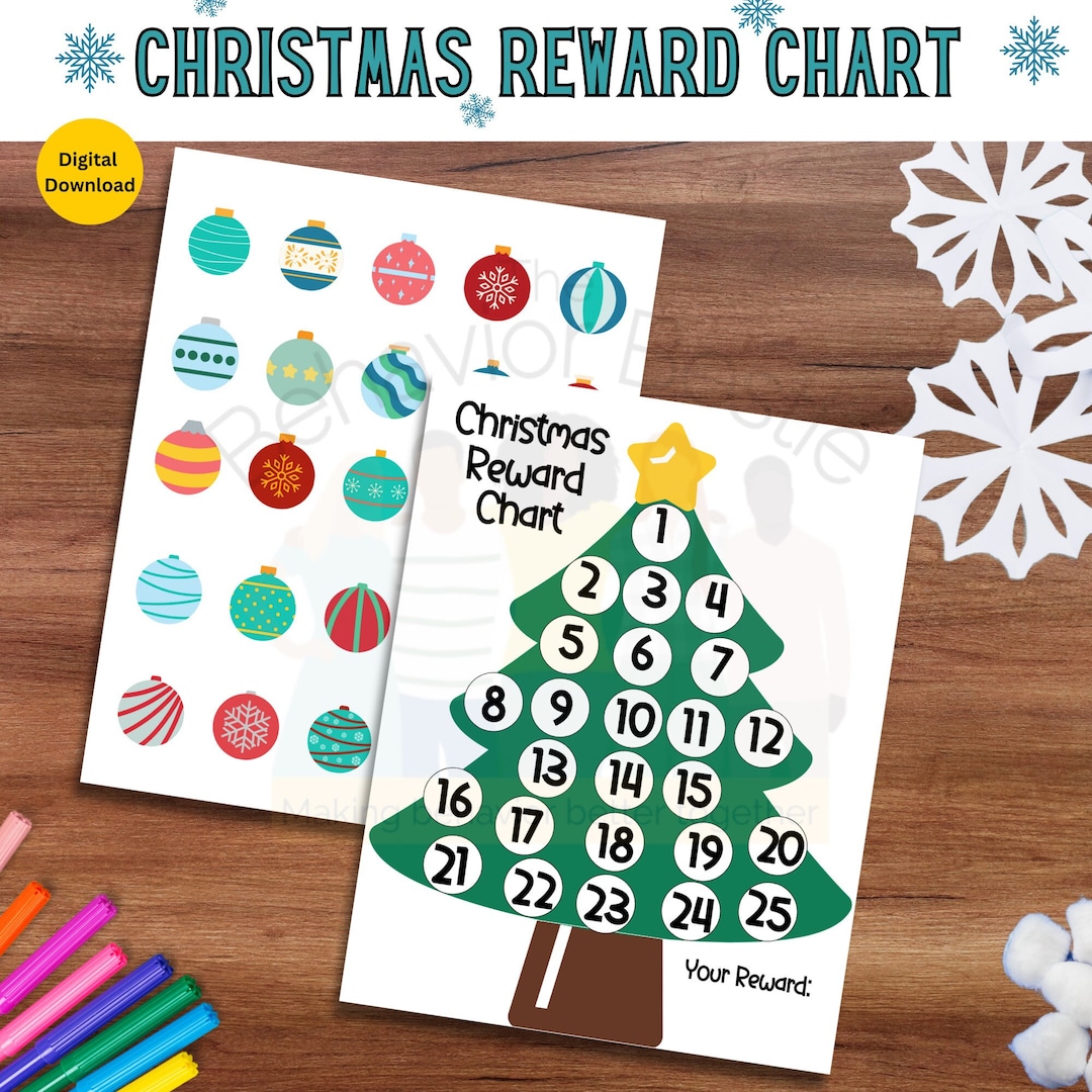 Christmas Reward Chart, Printable Behavior Chart for Kids, Christmas ...