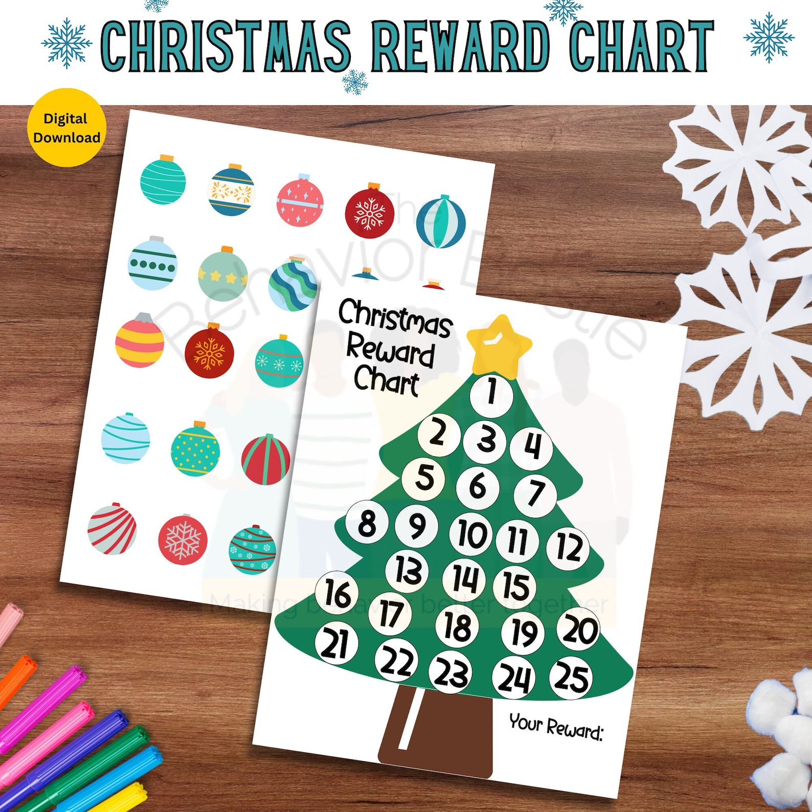 Christmas Reward Chart, Printable Behavior Chart for Kids, Christmas ...