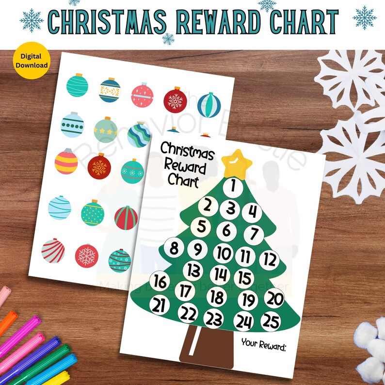 Christmas Reward Chart, Printable Behavior Chart for Kids, Christmas ...