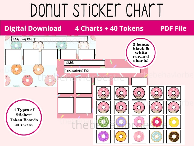 Donut Reward Chart | Digital Behavior Chart | Donut Sticker Chart ...