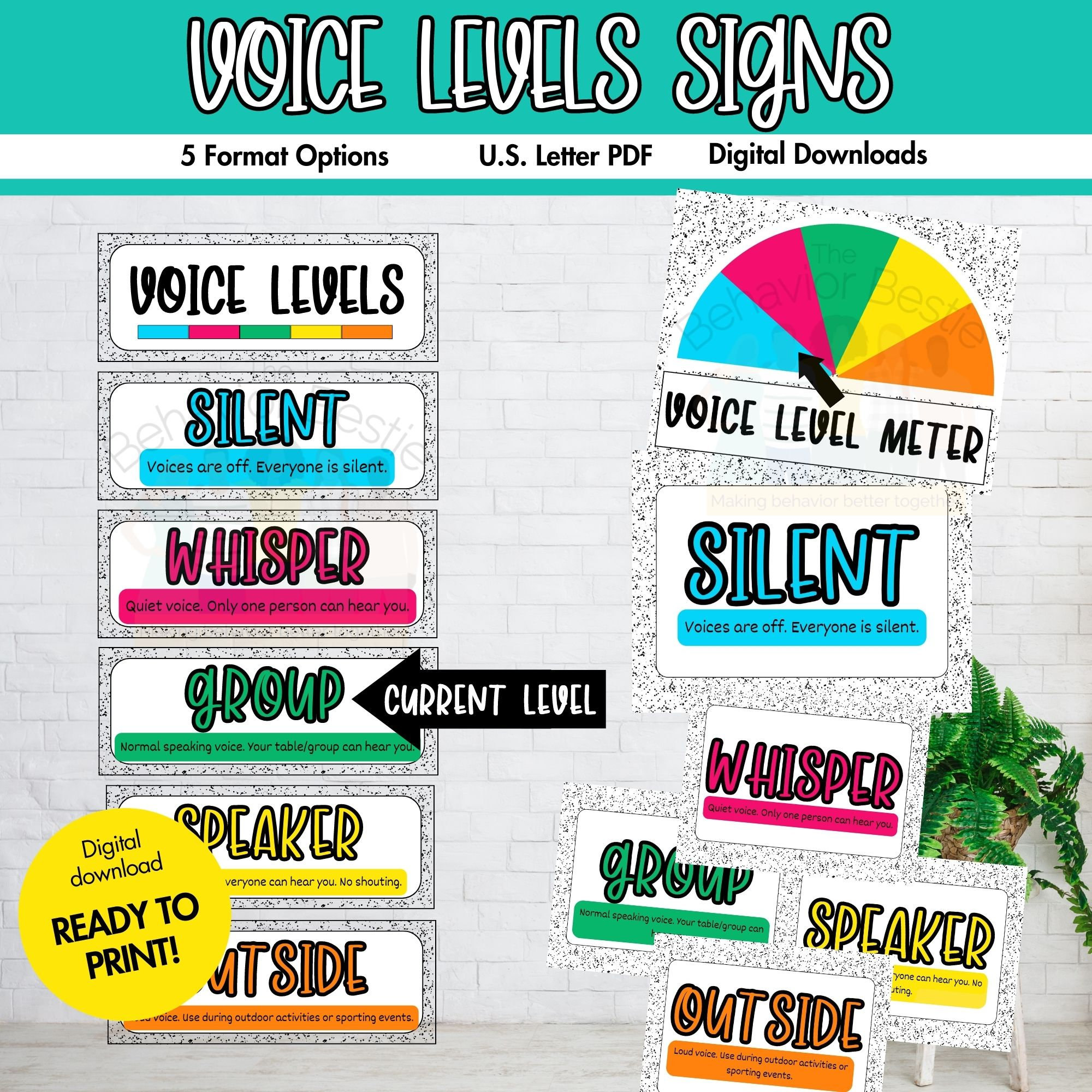 Classroom Voice Level Signs: Management Posters (digital Download) - Etsy