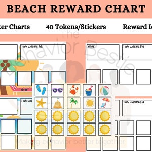 Printable Beach Themed Reward Token Chart | Summer Sticker Chart ...