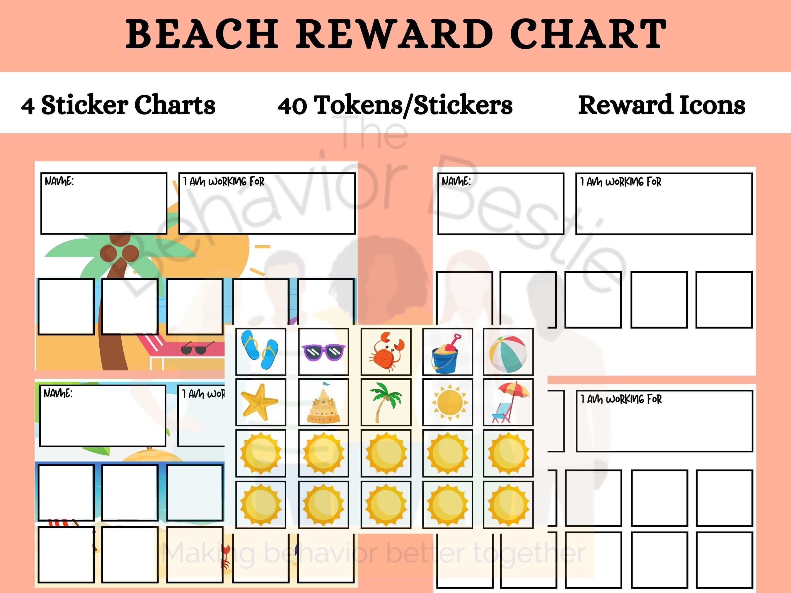 Printable Beach Themed Reward Token Chart Summer Sticker Chart Summer ...