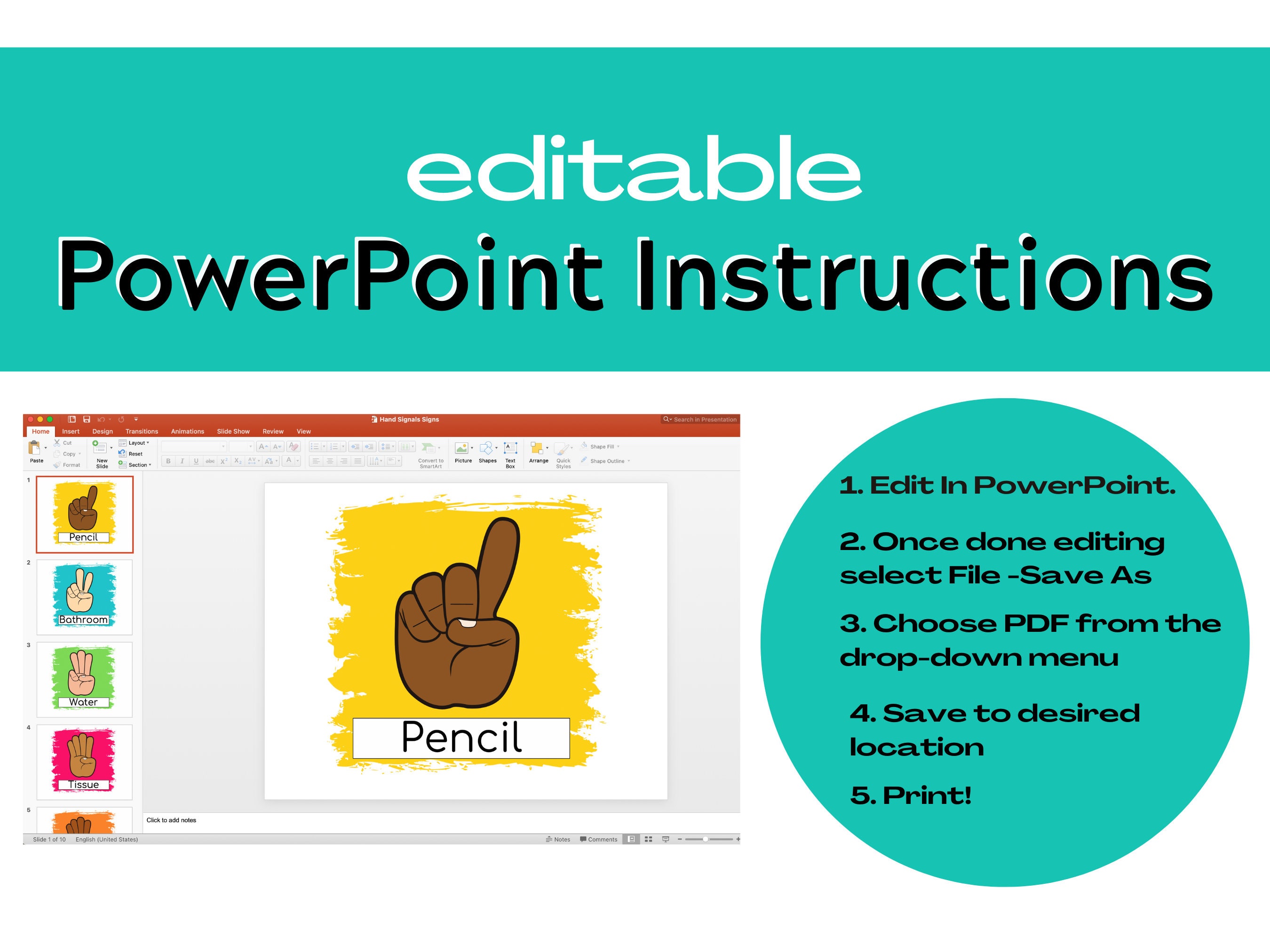 Editable Classroom Hand Signal Signs: Management Tools (powerpoint) - Etsy