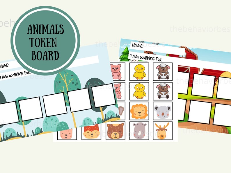 Cute Animals Token Board Digital Animals Reward Chart Farm - Etsy