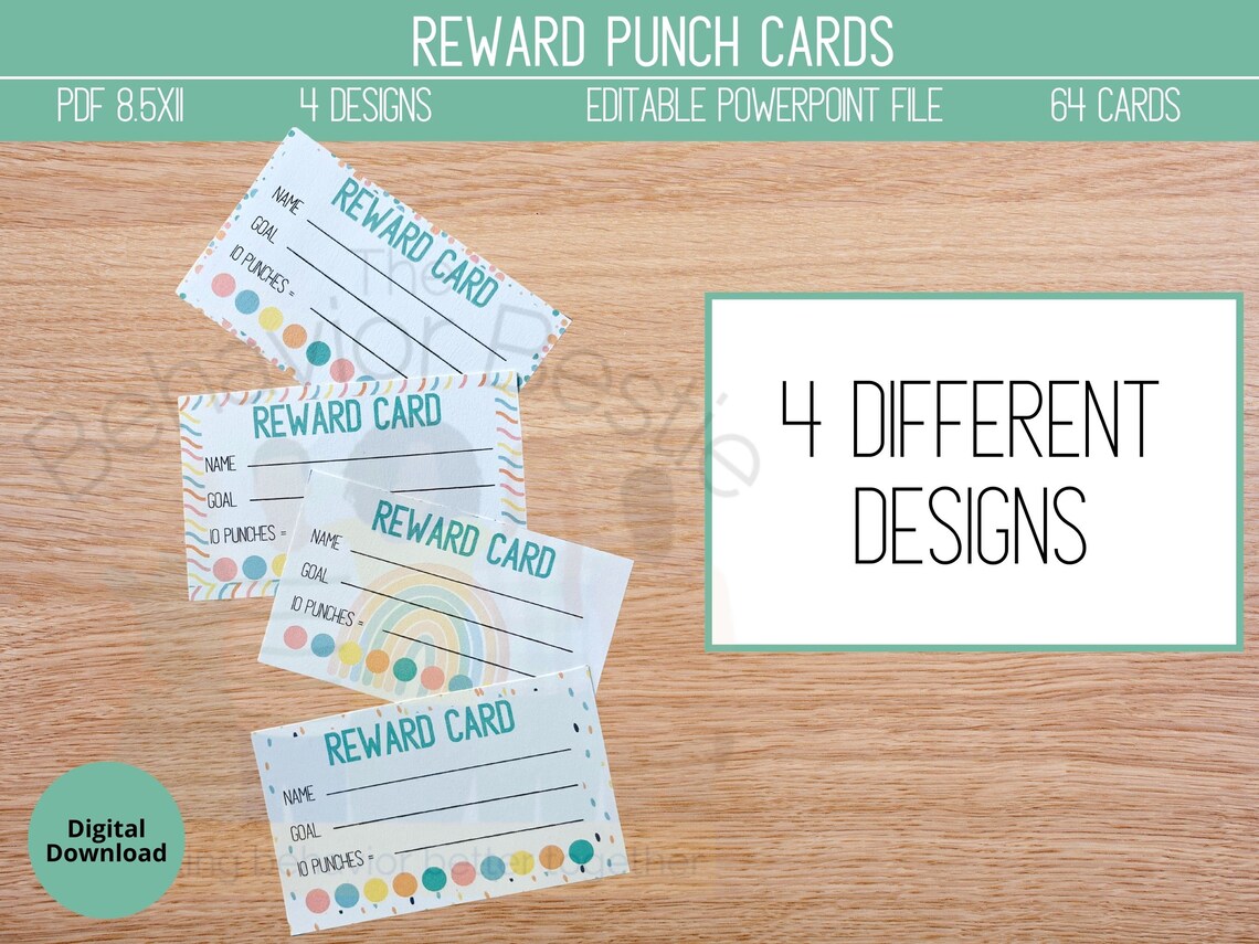 Reward Punch Card Editable Punch Card Classroom Management - Etsy