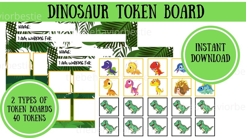 Dinosaur Token Board/dinosaur Reward Chart/printable Token Board ...