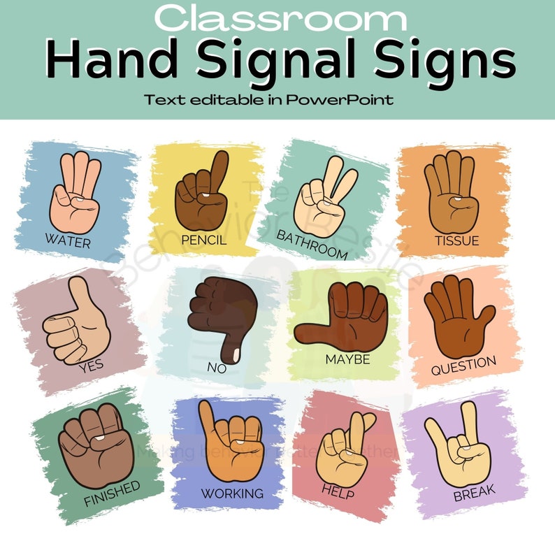 Boho Classroom Hand Signal Posters: Editable Communication Signs ...