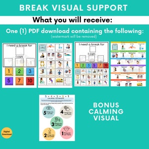 I Need a Break Visual: Self-regulation Cards for Kids (PDF Download) - Etsy
