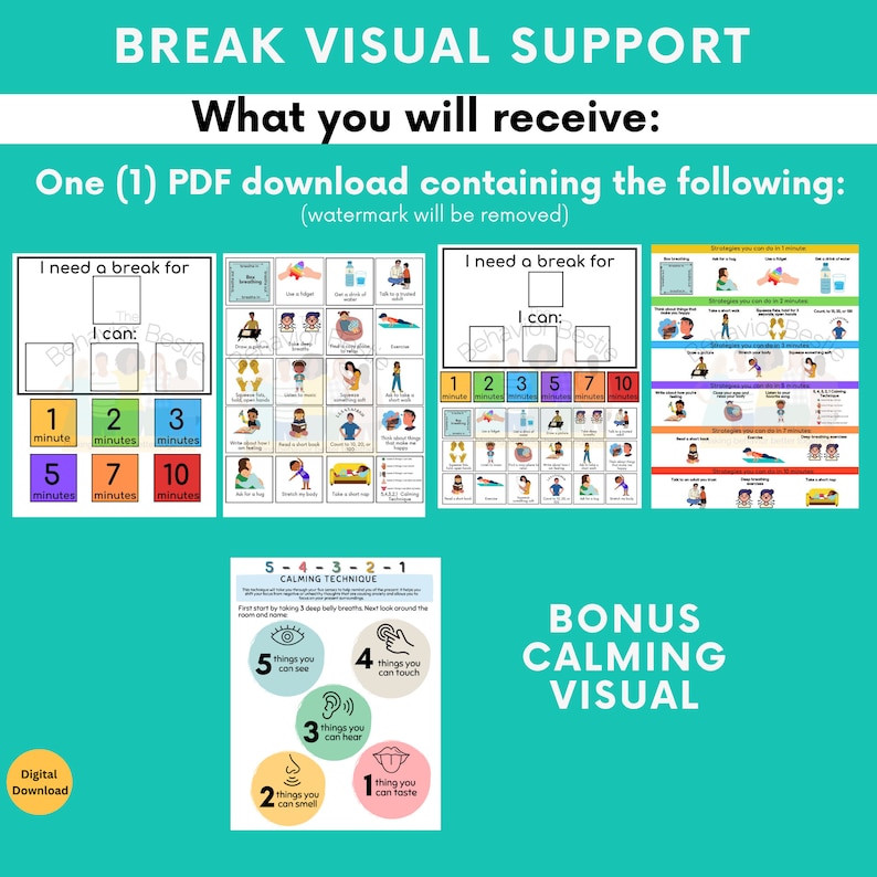 I Need a Break Visual: Self-regulation Cards for Kids (PDF Download) - Etsy