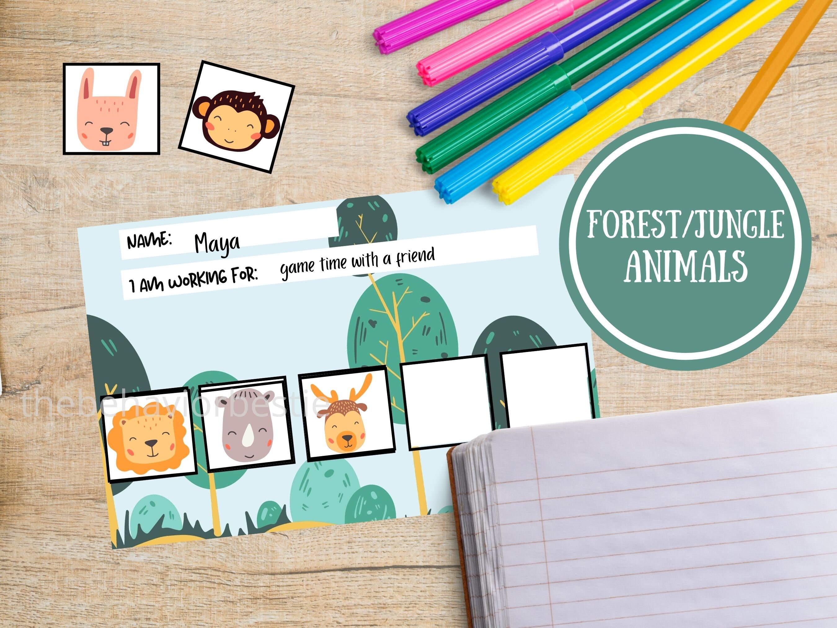 Cute Animals Token Board Digital Animals Reward Chart Farm Animals ...