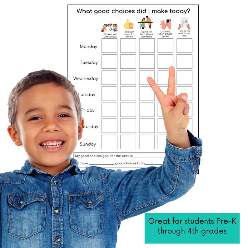Classroom Behavior Chart: Positive Choices Checklist (PDF & PPT) - Etsy