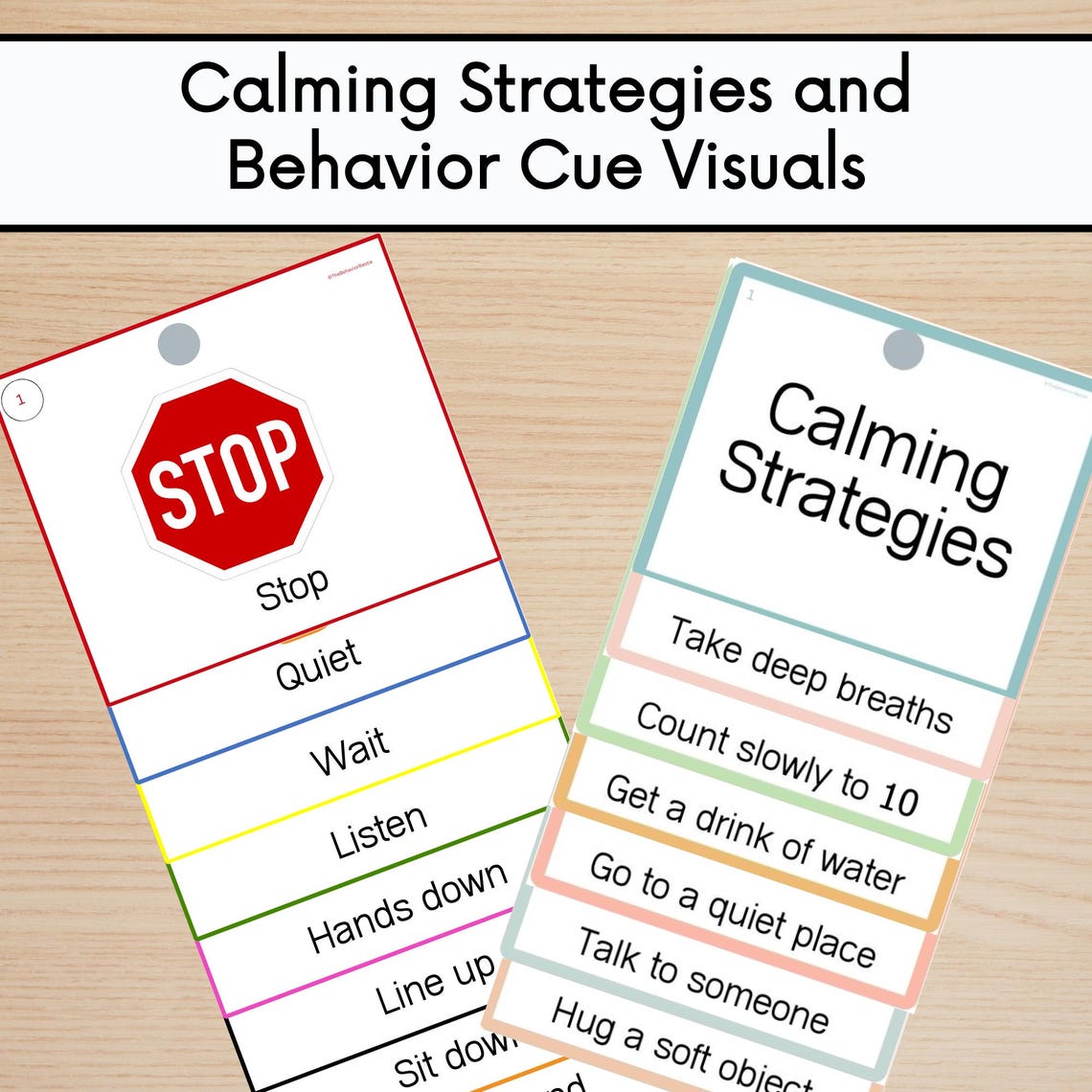 Printable Behavior Cue Cards: Calming Strategies, Classroom Management ...