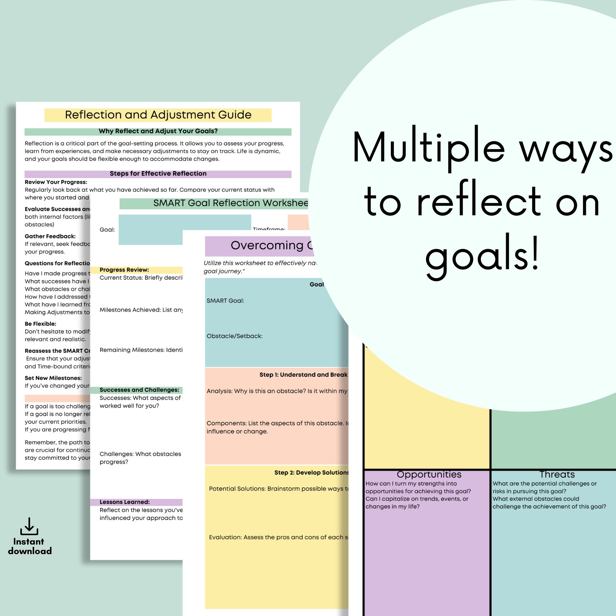 SMART Goal Setting Bundle, Goal Setting Planner, Printable Smart Goal ...