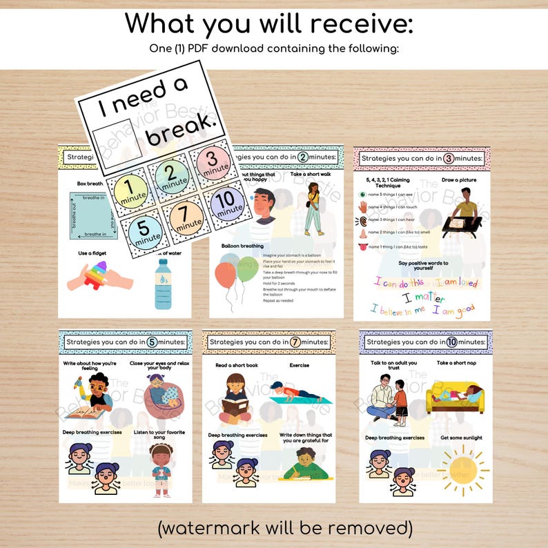 Classroom Break Cards: Calm Down Corner Visuals (digital Download) - Etsy