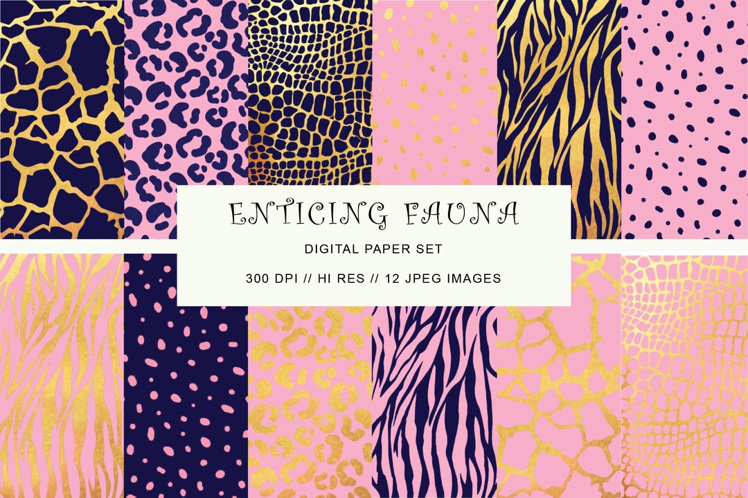 Enticing Fauna, Animal Skin Pattern Seamless Background, Blue, Pink ...