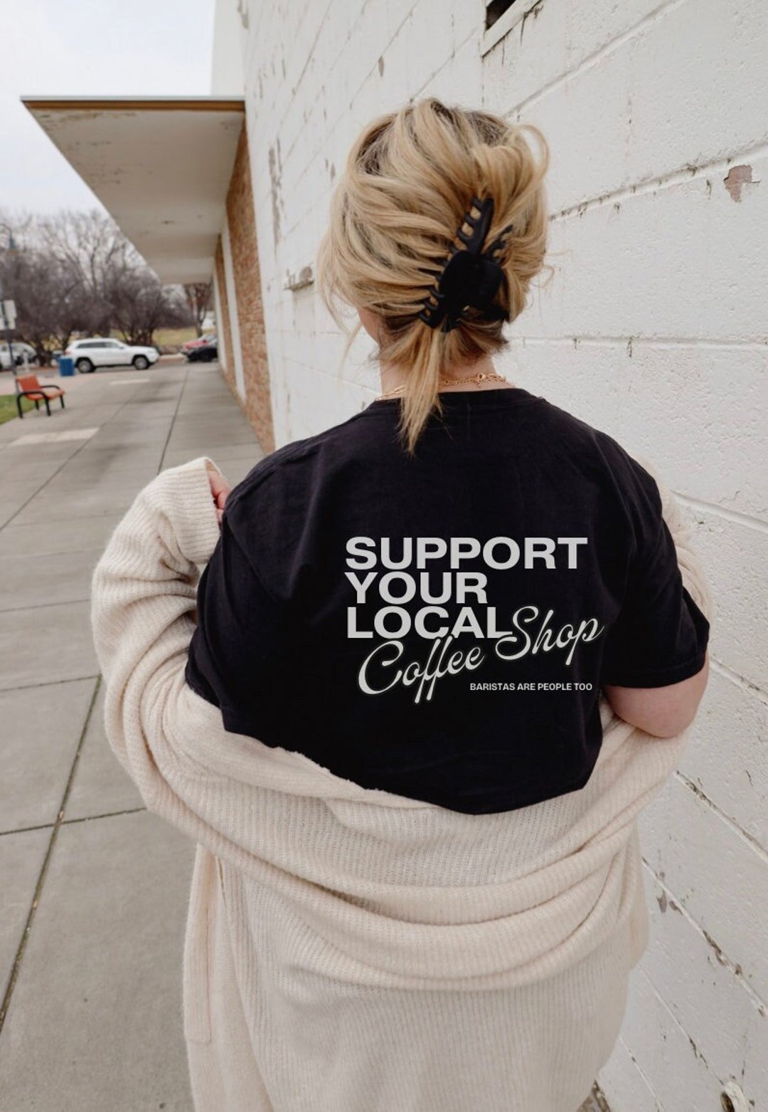 Support Your Local Coffee Shop T-shirt - Coffee Lover Graphic Tee ...