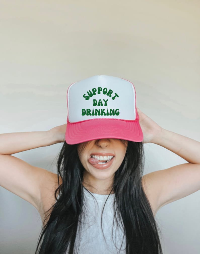 Support Day Drinking Hat Trendy Trucker Hats Y2k Hats Party - Etsy