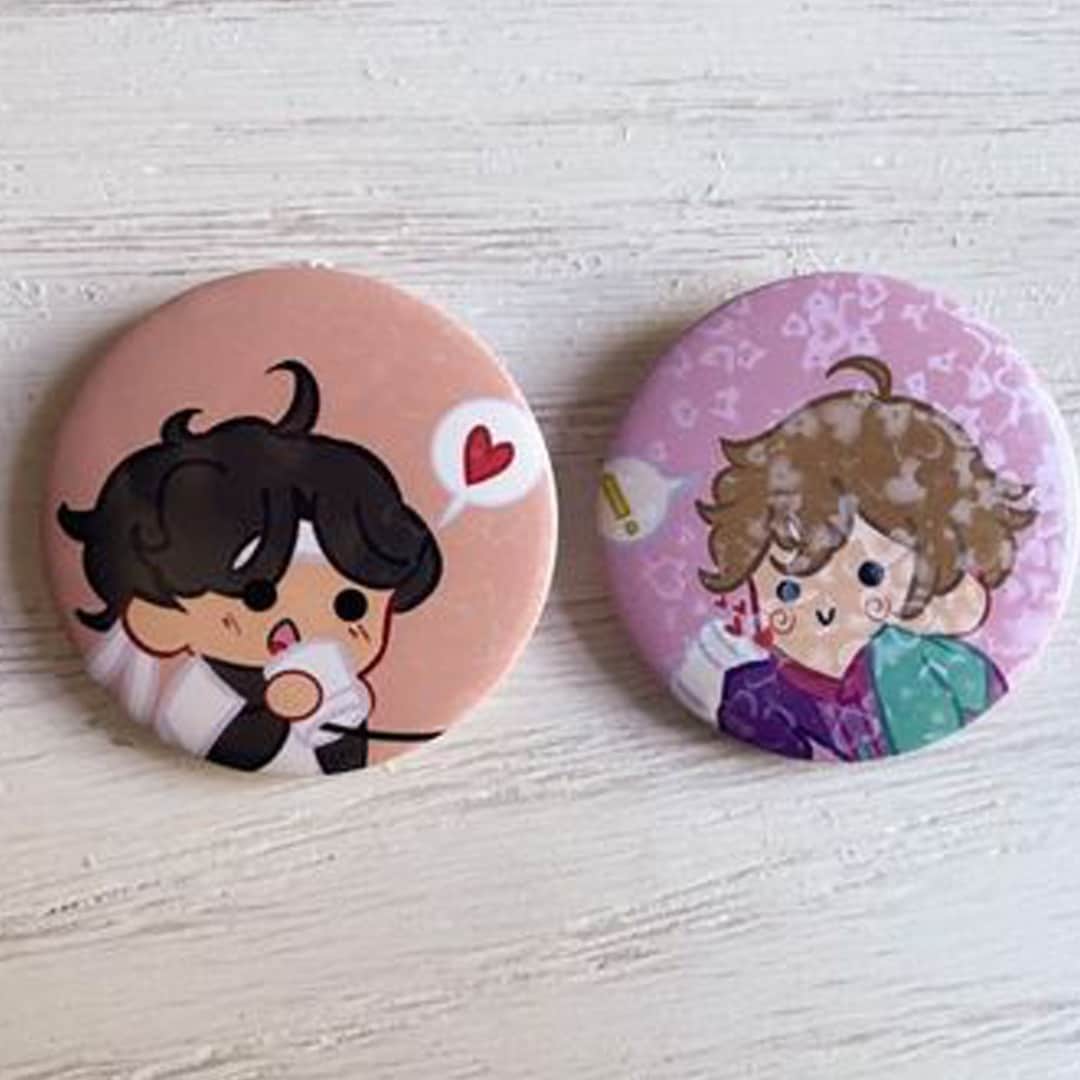 Sapnap and Karl // Dream SMP Inspired Holographic Hearts Button Set - Etsy