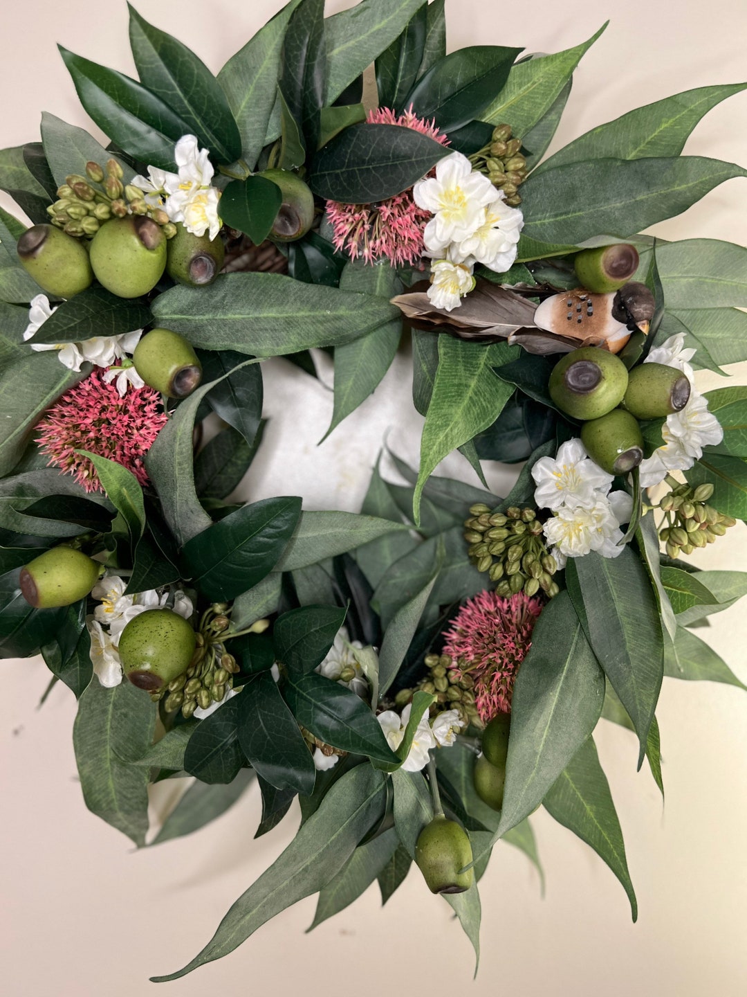 Eucalyptus & Allium With White Blooms Front Door Wreath - Etsy