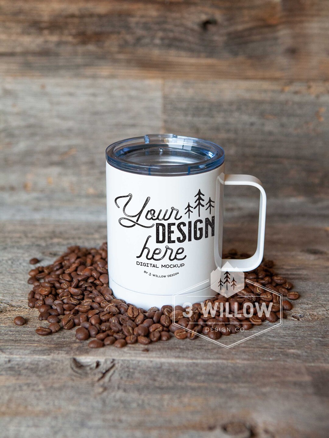 Coffee Beans 10 Oz White Sublimation Stainless Steel Handle Tumbler Mug ...