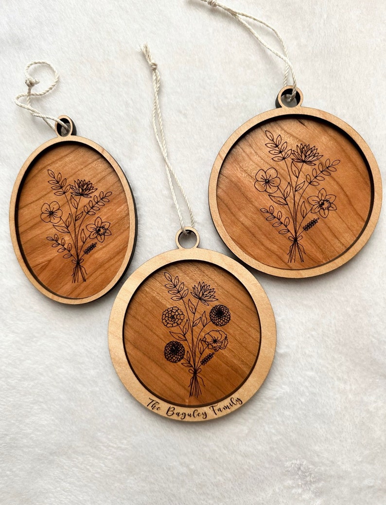 Birth Flower Wooden Ornament - Etsy