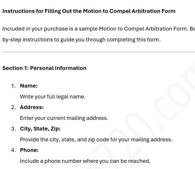 Motion to Compel Arbitration Template Attorney-drafted Fillable Word ...