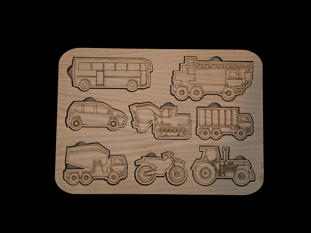 Wooden Vehicle Puzzle Board, 8 Transportation Shapes, Educational ...