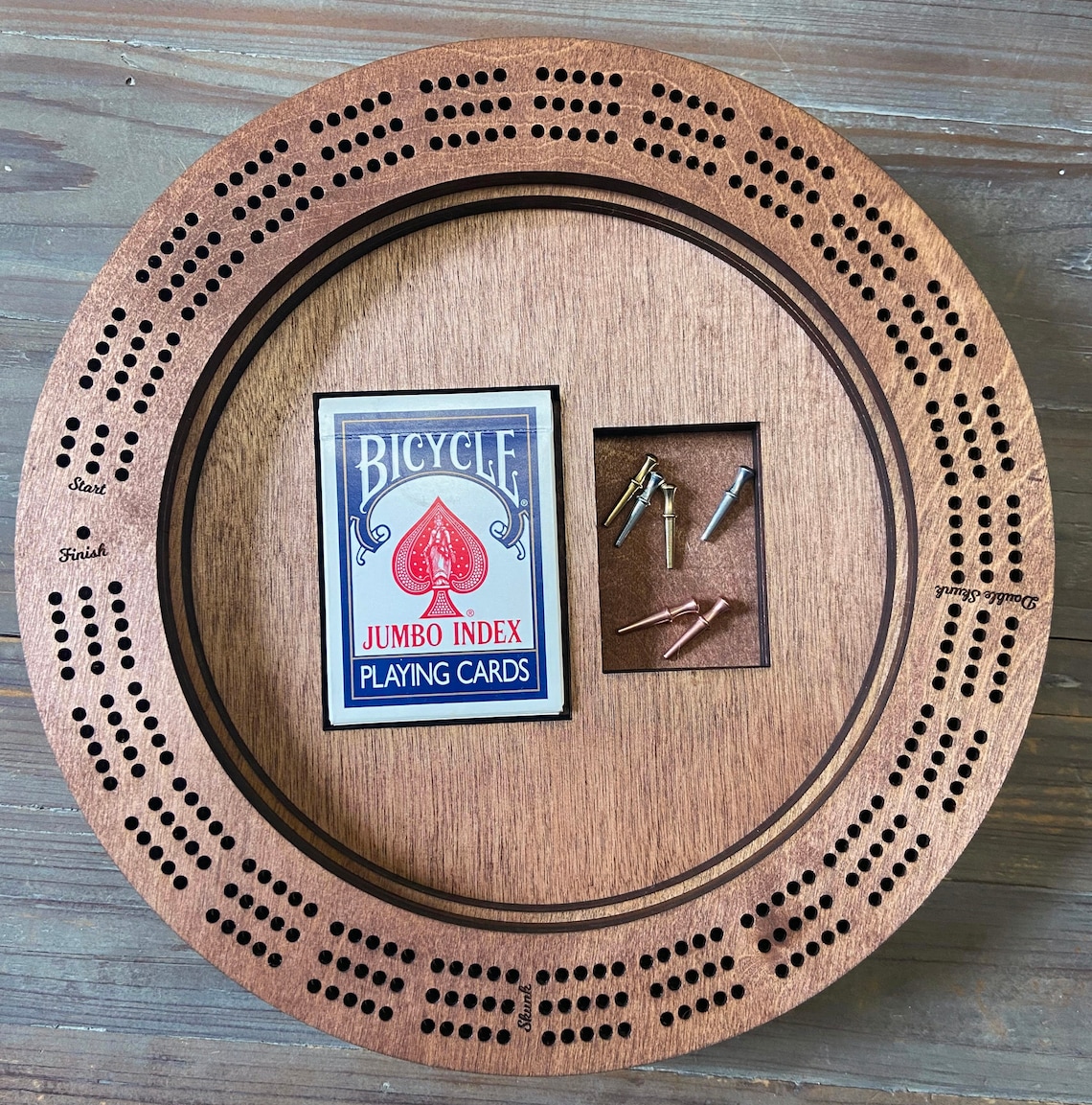 Round Cribbage Board With Storage Compartment - Etsy