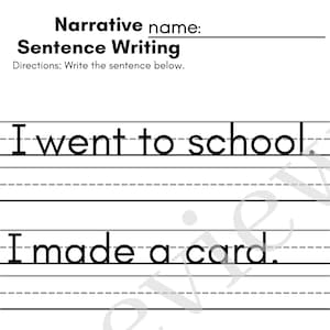 Printable Writing Worksheets With Narrative Sentences I Went I Had I ...