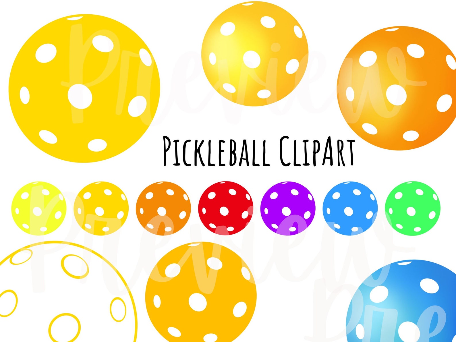 Pickleball Ball Art for Commercial Use PNG Files Pickle Ball Balls in ...