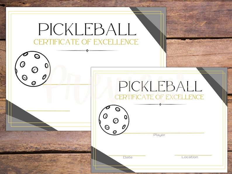 Pickleball Award Certificate of Excellence: A Fancy Award Style With ...
